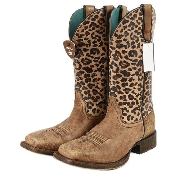 Ariat | Shoes | Ariat Womens Brown Leather Leopard Print Circuit Savanna Western Boots Size 9b ...
